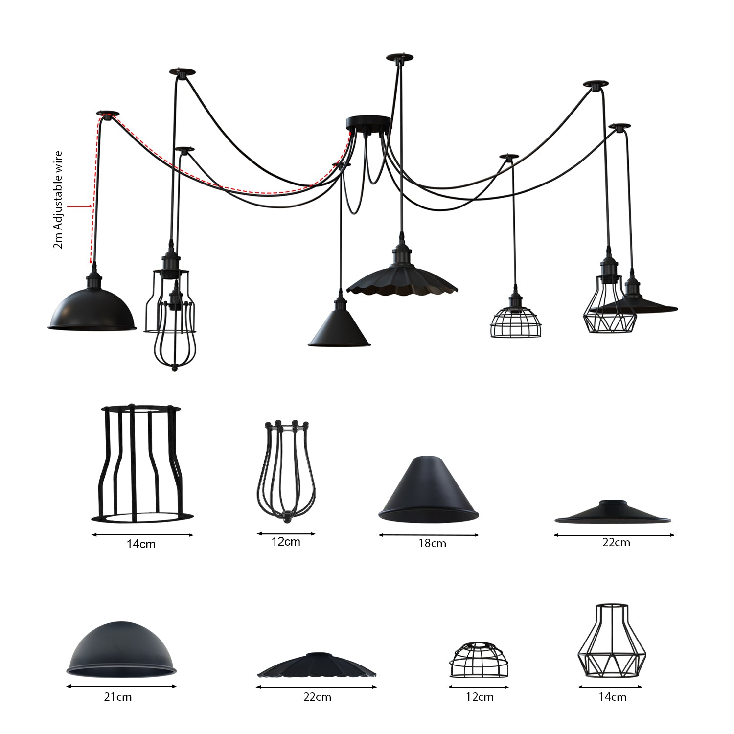 Industrial Spider Light UK 8-Light | 2m – LEDSone UK Ltd