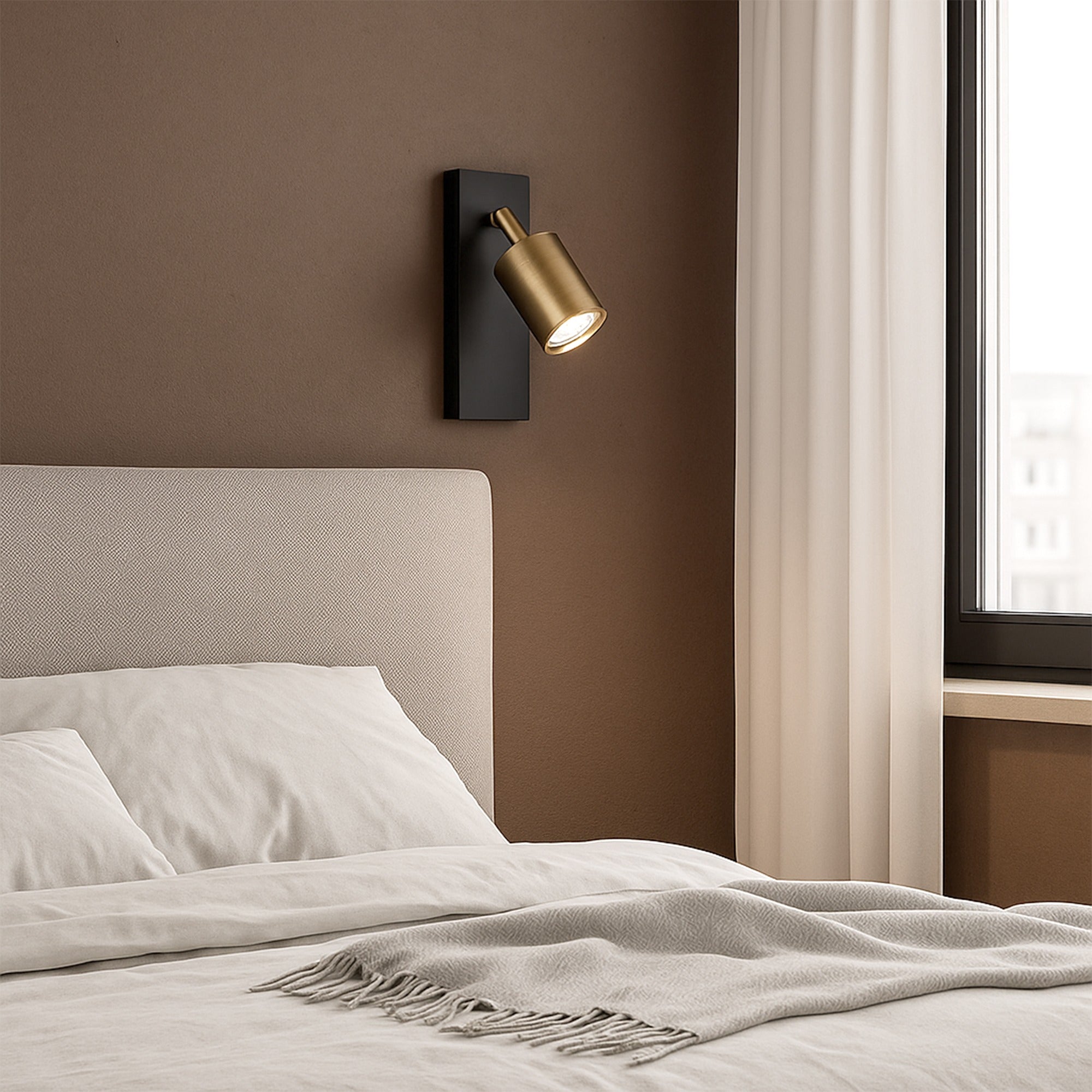 Yellow Brass Wall Spotlight Adjustable Rotating LED Light Feature~6146 ...