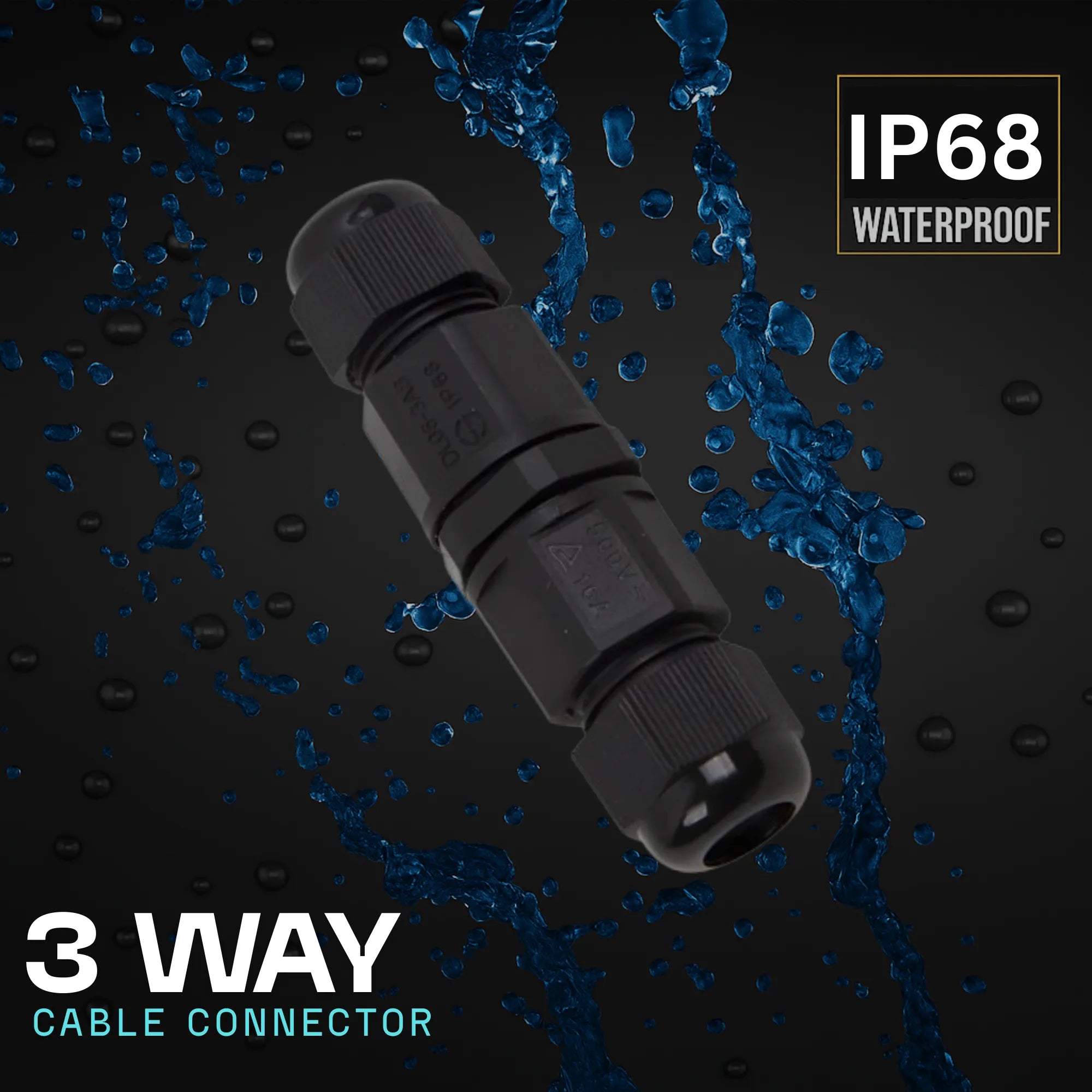 IP68 Waterproof 3 Way Junction Box Weatherproof Cable Connector ~ 5609 ...