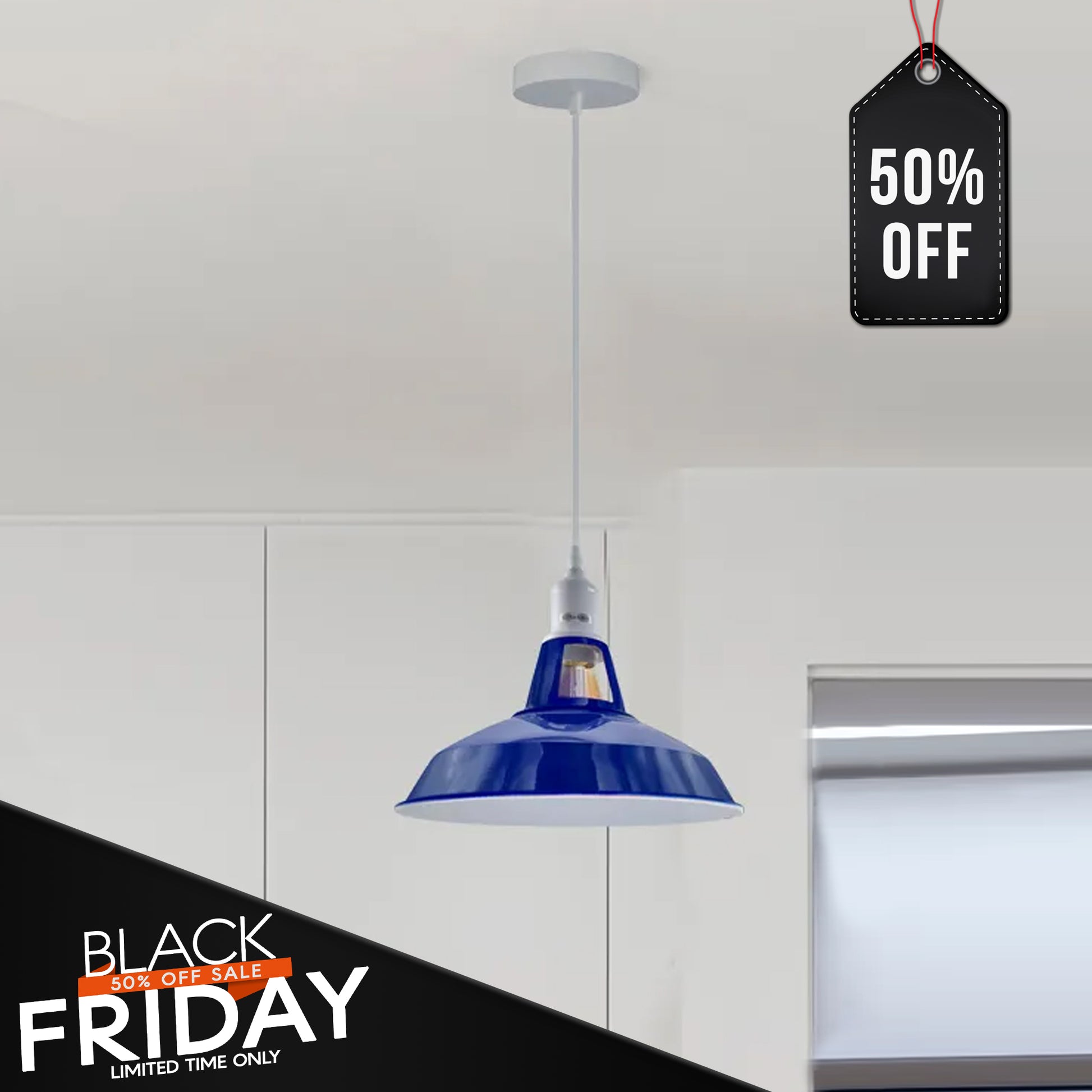 E27 Navy Blue Solid Shade Barn-Slotted Ceiling Pendent Light – LEDSone ...