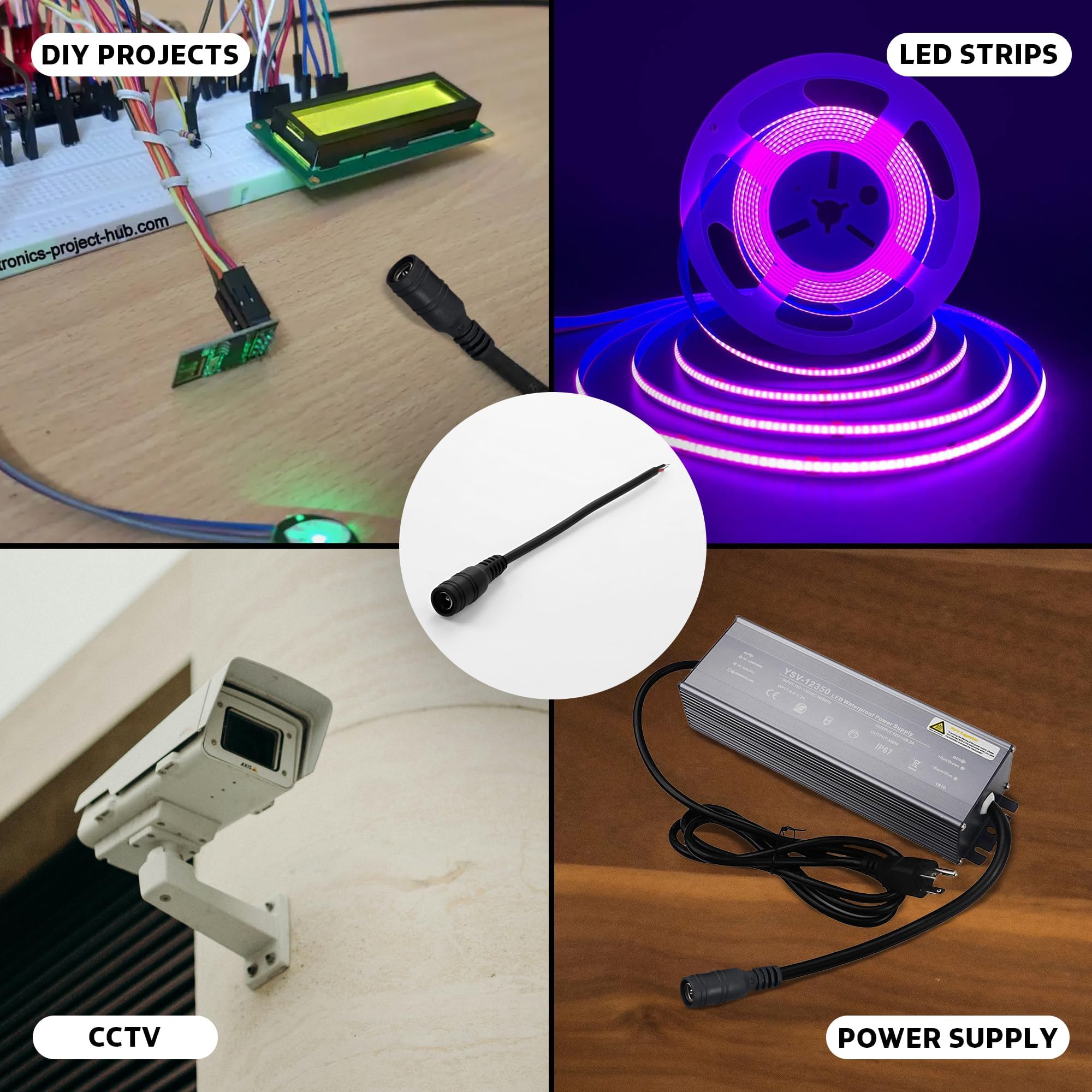 LED Strip Light Connector Cable Adapter, Clip & Extension Wire ~ 5666 ...