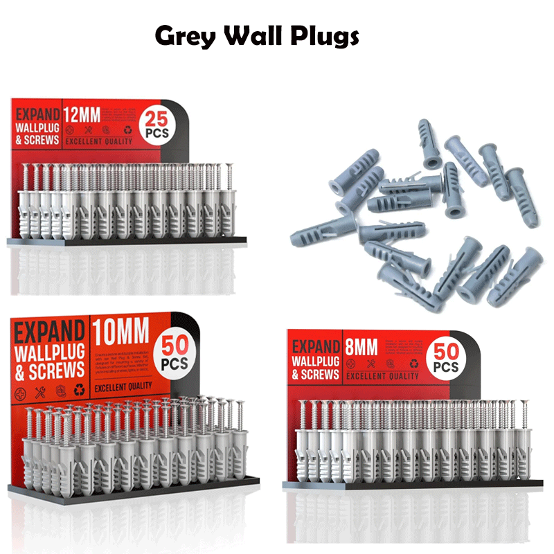 Raw Wall Plugs Screw Fixing Wall Expansion Brick Stone Concrete Grey ...