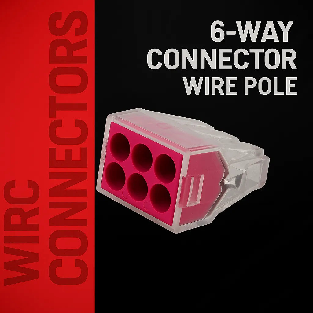 6-Way Push-In (Press Fit) Wire Connector in transparent (CL) and violet ...