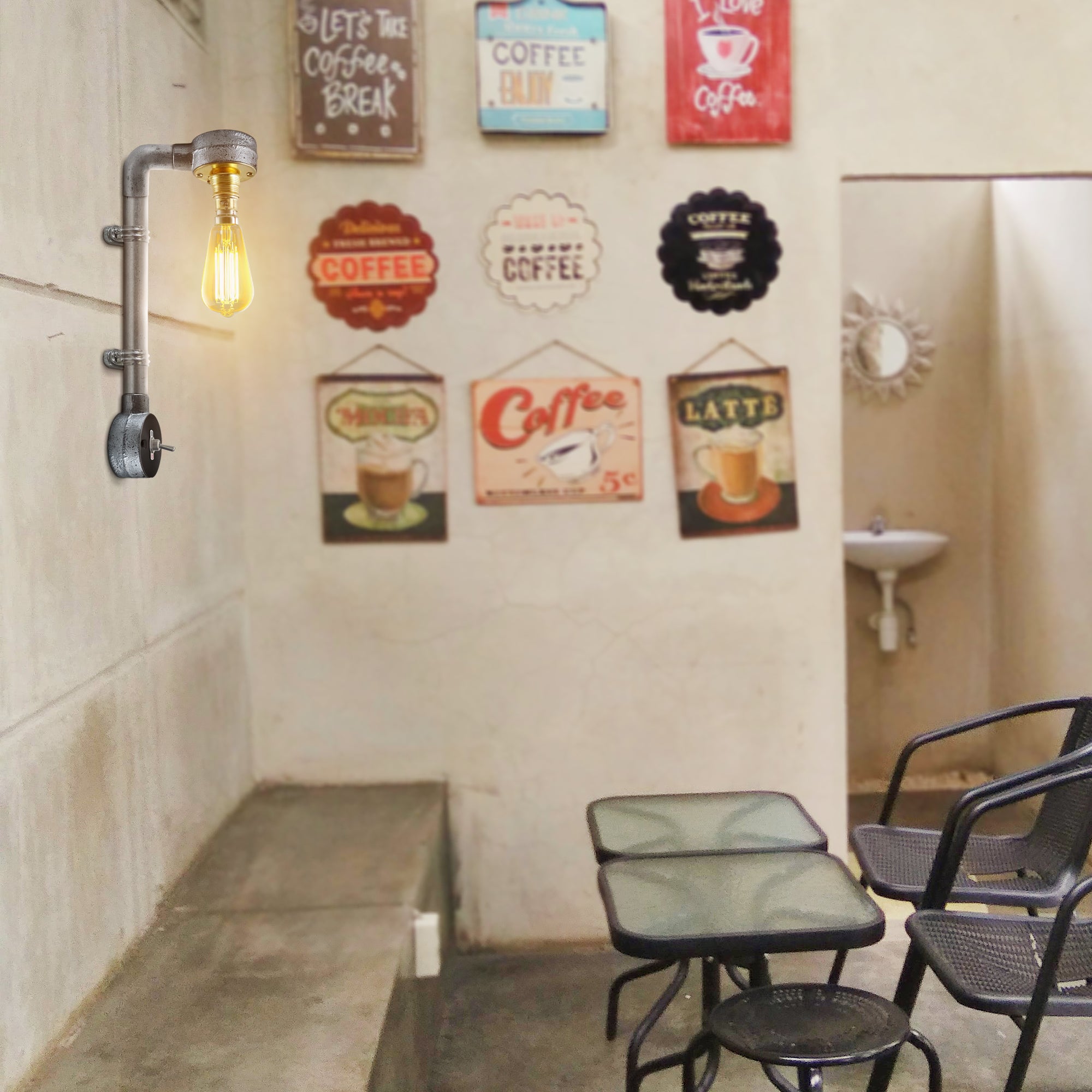 Pipe Lighting Wall Designer Light Galvanized conduit Wall Light ...
