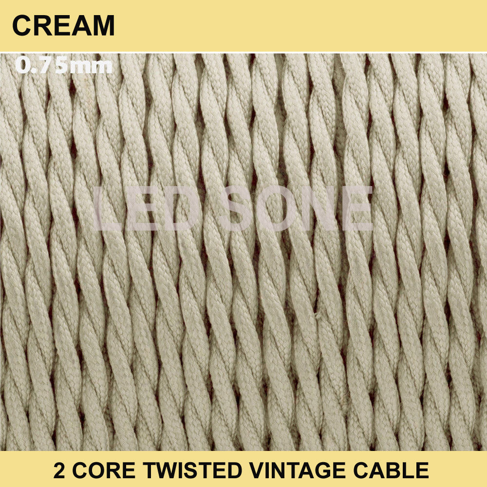 2 Core Vintage Twisted Cream Electric Cable for Lighting Projects ...
