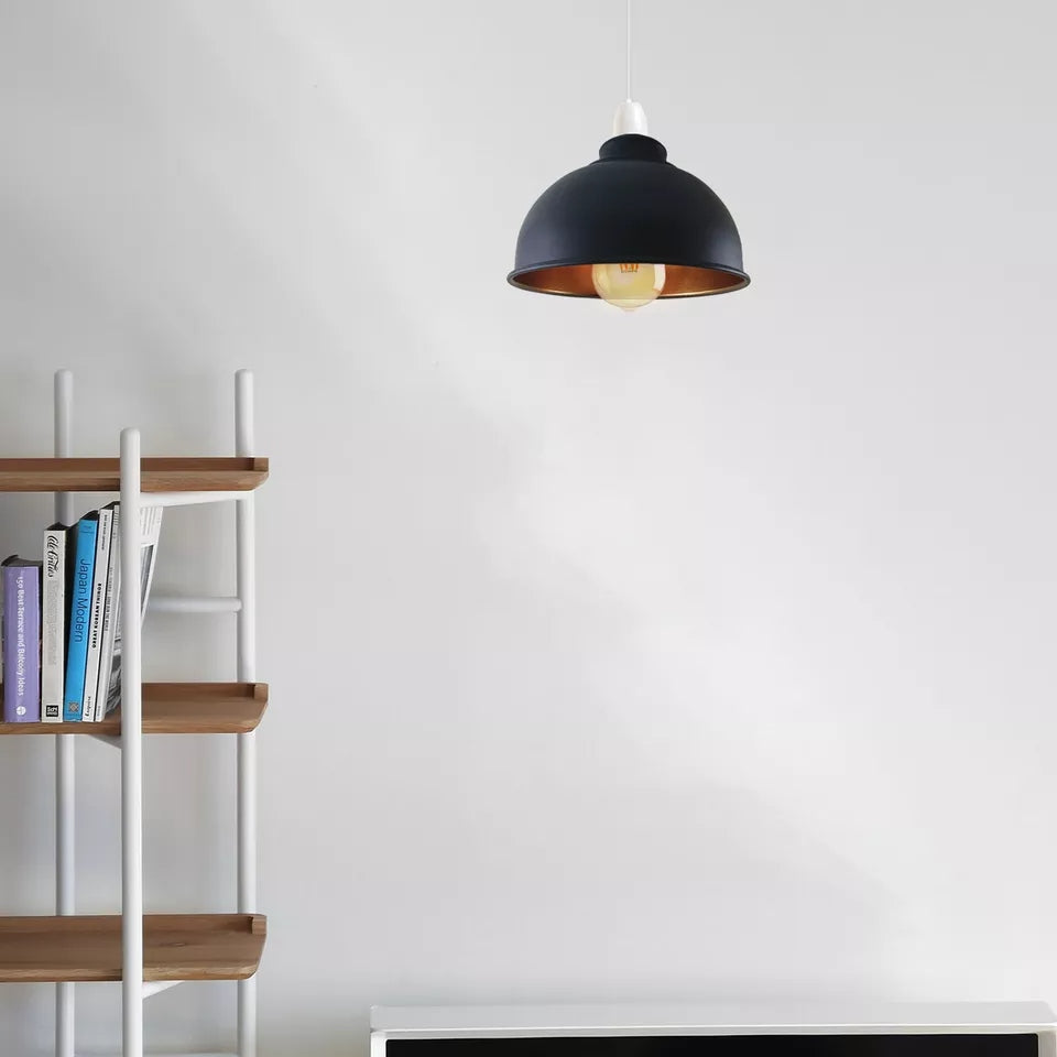 Vintage Black Metal Ceiling Light Shade Easy Fit Refurbished Lampshade ...