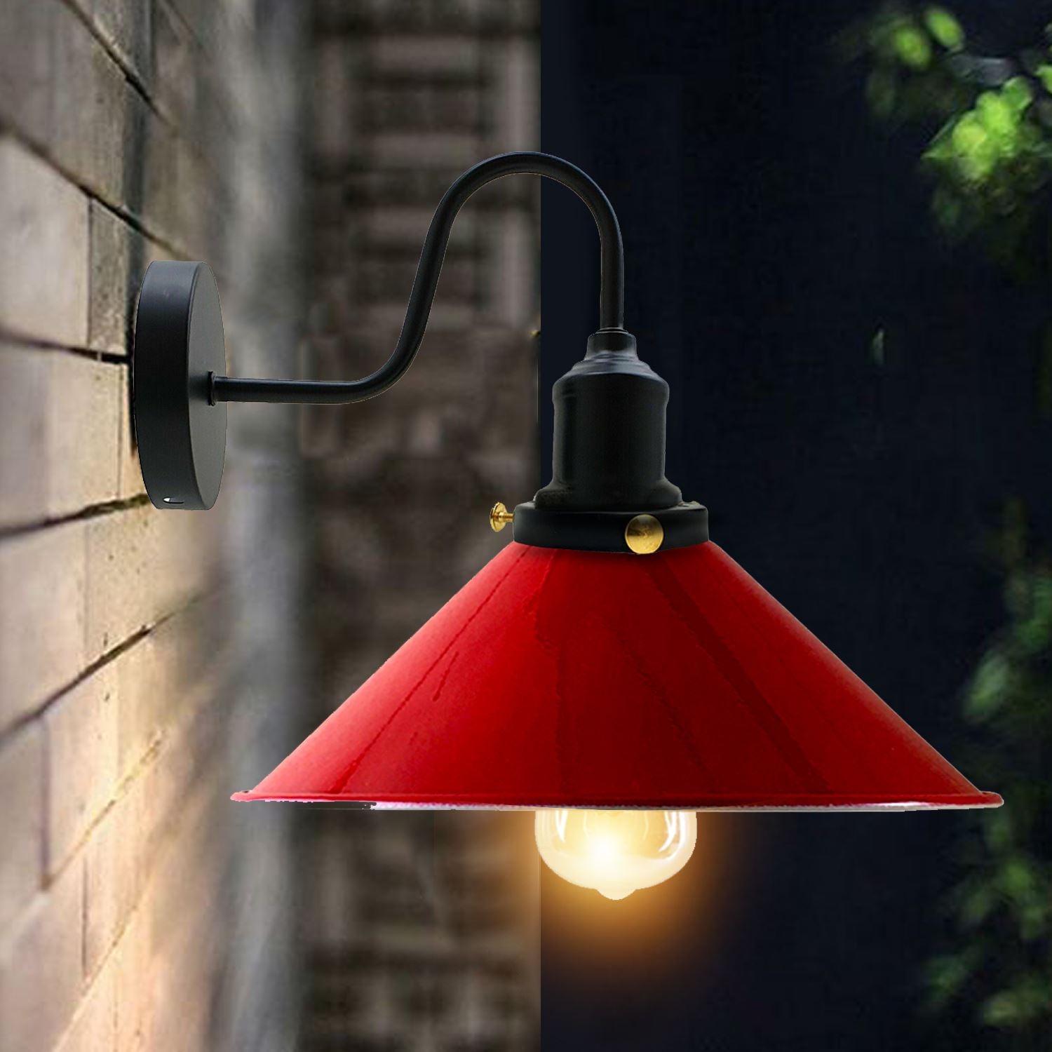 Industrial Swan Neck Wall Light Indoor Sconce Metal Cone Shape Shade ...