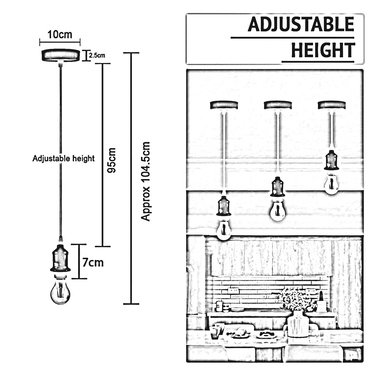 E27 Pendant Holder Ceiling Light Fitting Vintage Industrial Burgundy ...