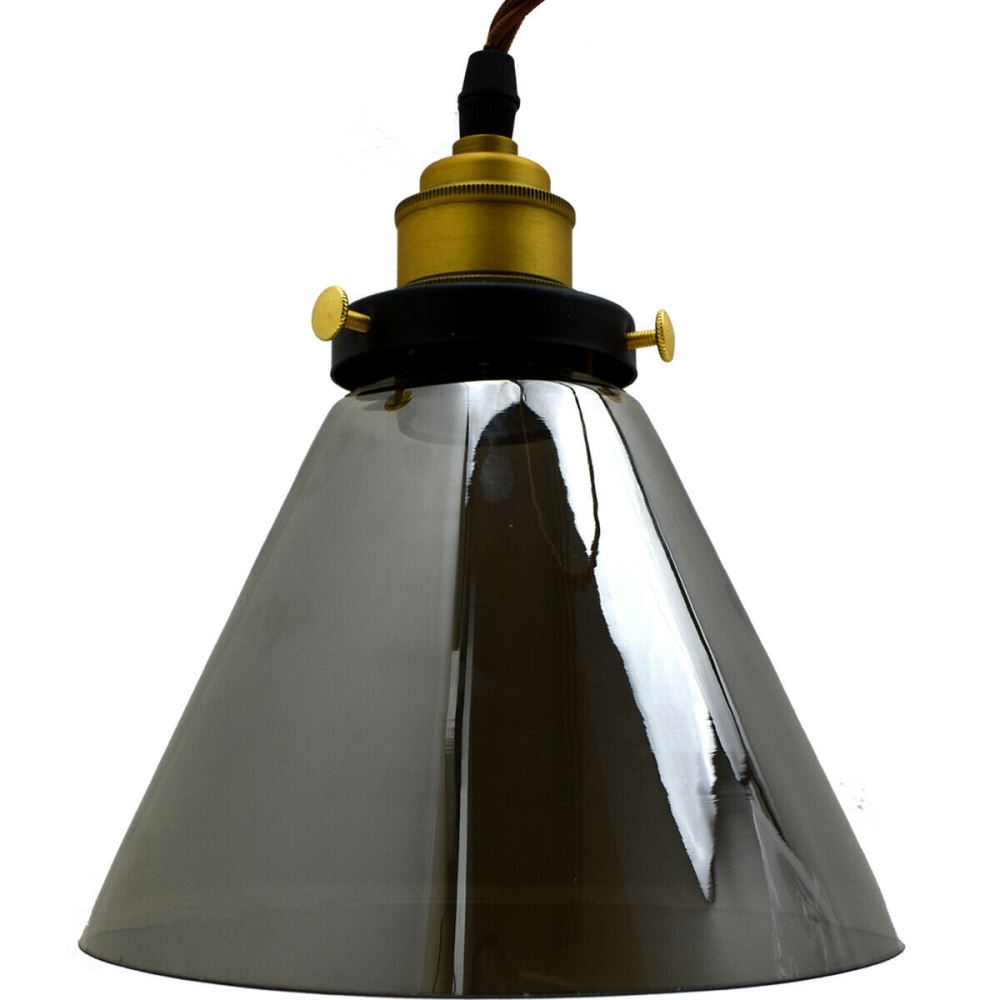 Cone Shape Modern Industrial Ceiling Light Shade Glass Pendant Fittings ...