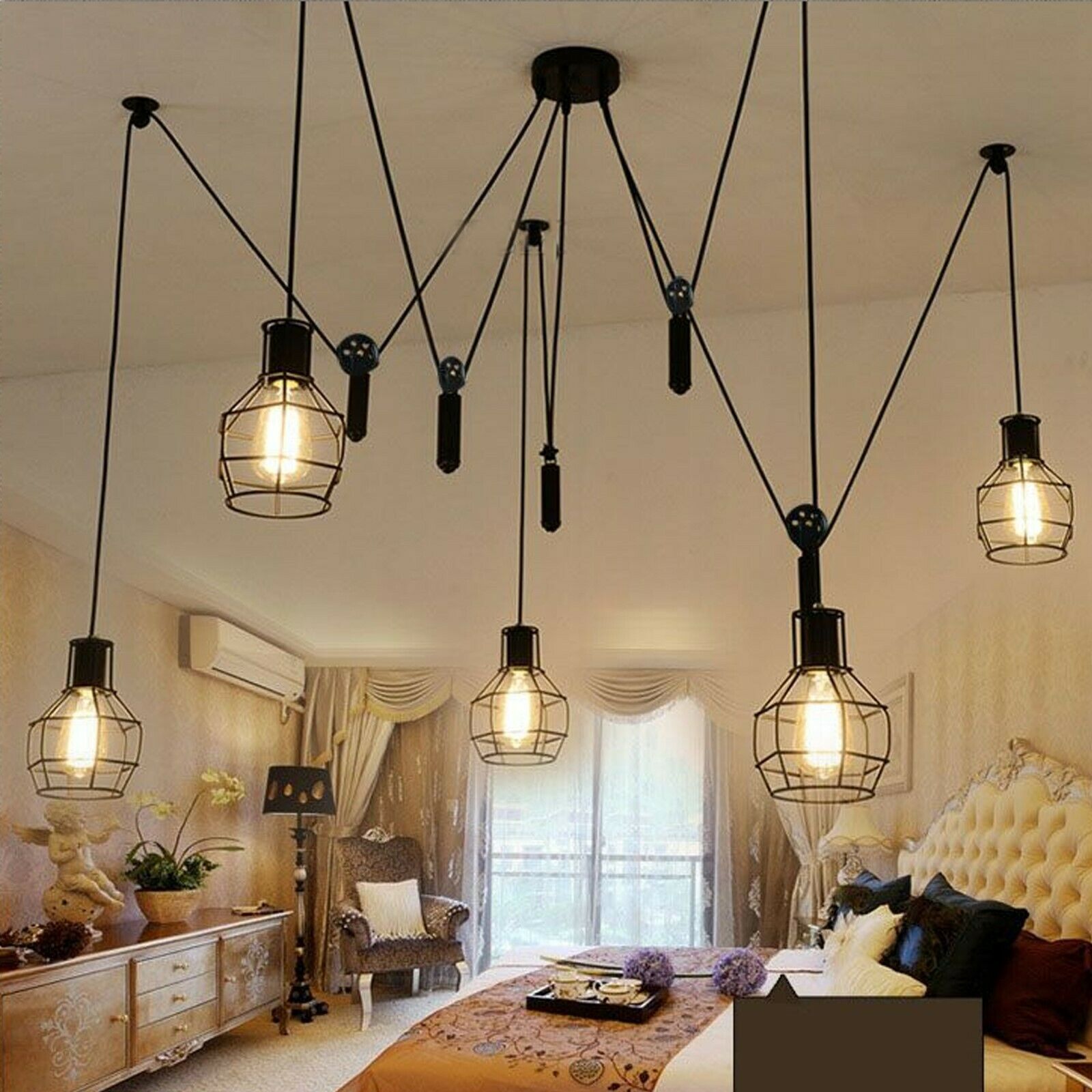 Industrial Vintage 5-Way Spider Pendant Light -E27 Adjustable – LEDSone ...