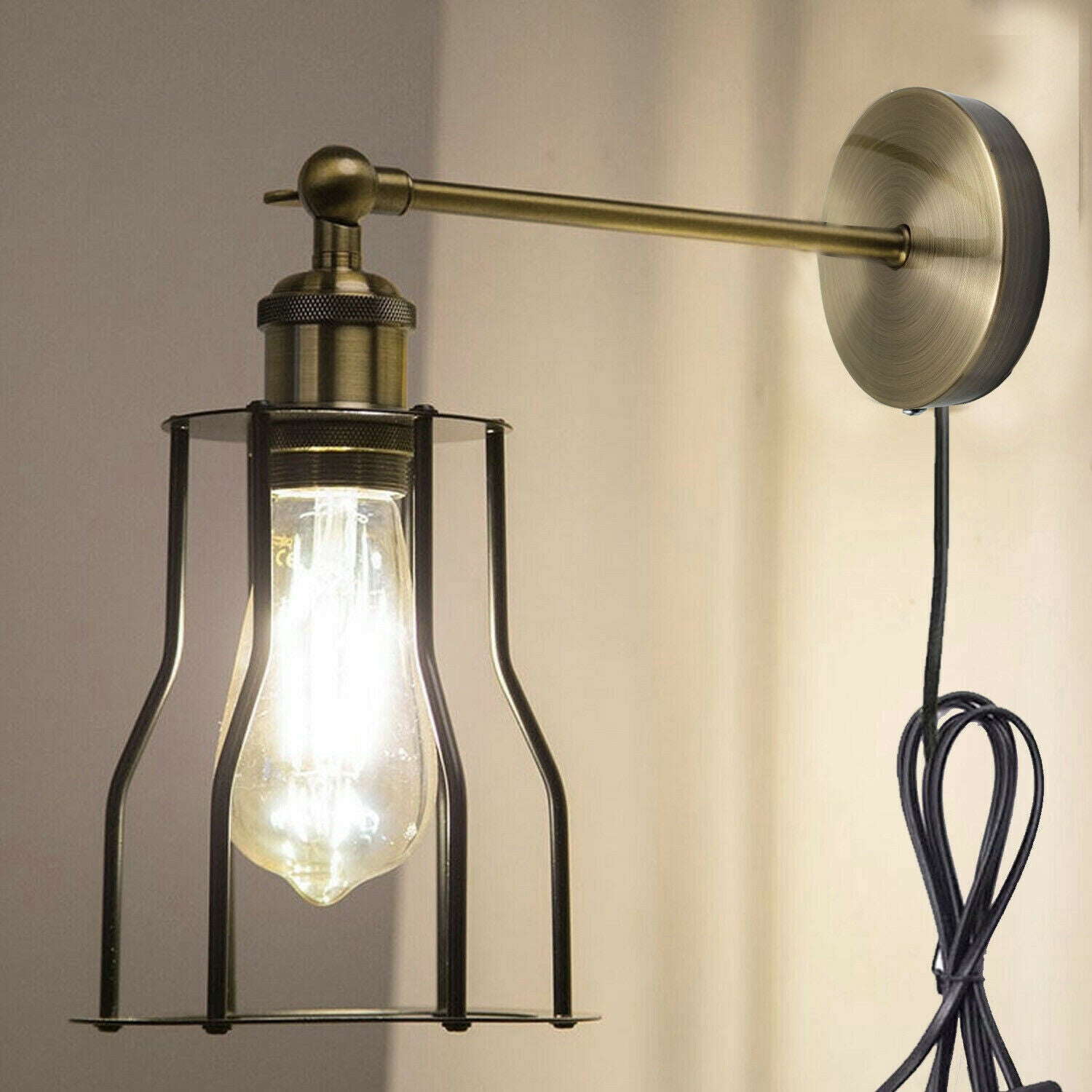 Black Wire Cage Plug In Wall Lights | UK – LEDSone UK Ltd