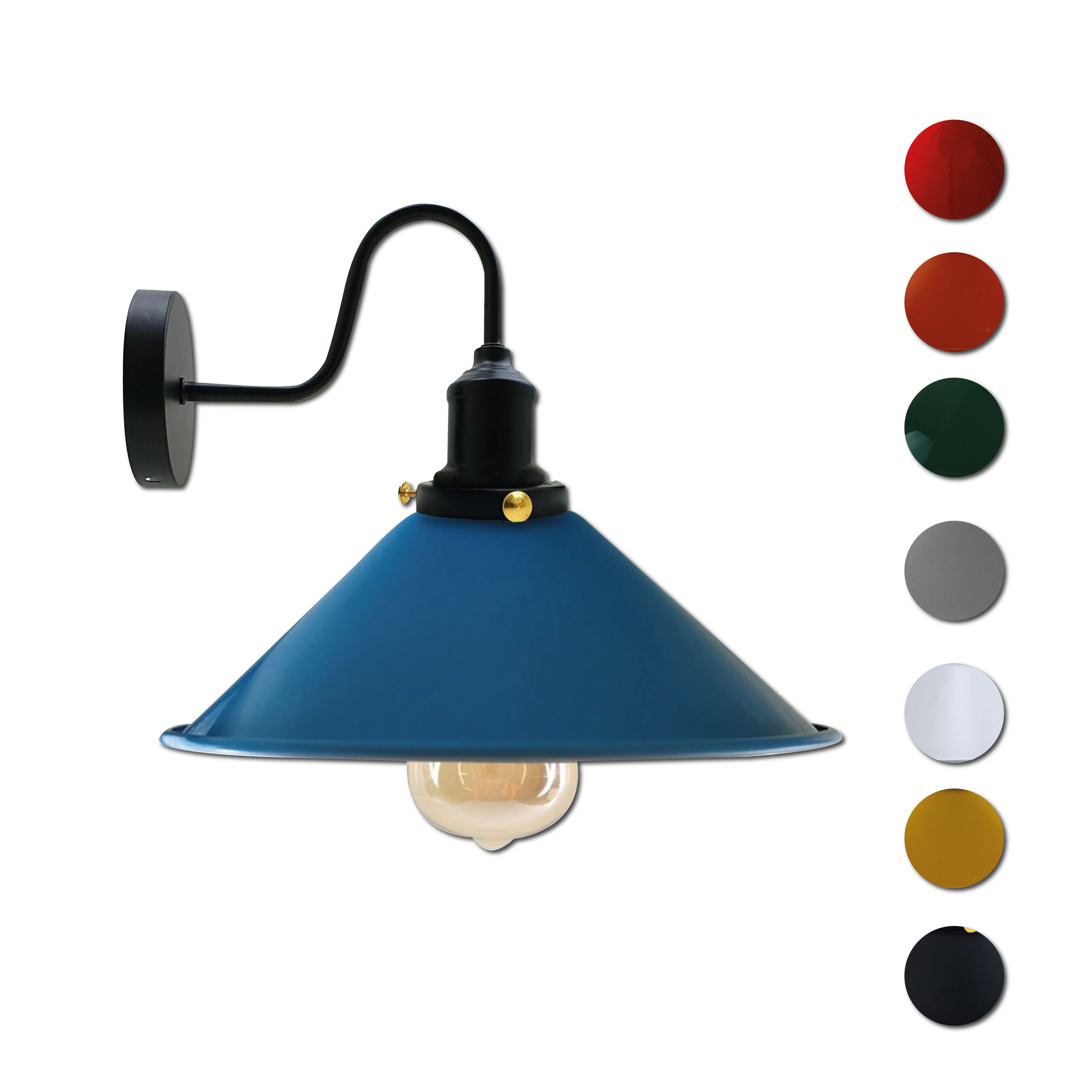Industrial Swan Neck Wall Light Indoor Sconce Metal Cone Shape Shade ...